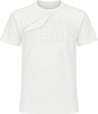 Maison Margiela T-shirt &agrave; logo superpos&eacute; - Femme - Tops - Blanc - Taille: 40 FR