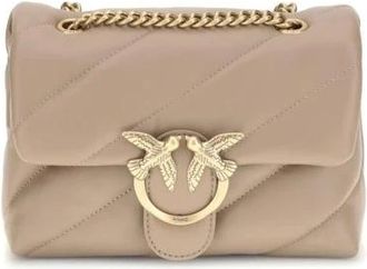 Pinko Pinko, Femme, Sacs, Beige, Taille: ONE Size Mini Puff Sac Bandoulière en Cuir Love Birds