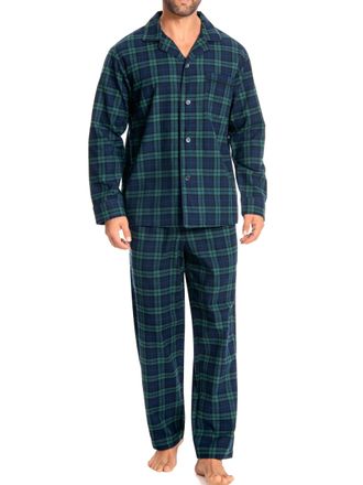 Nutria Herren Schlafanzug Flanell, 100% Baumwolle Karierter Pyjama Set Weich Warm Loungewear Nachtw&auml;sche U06AB