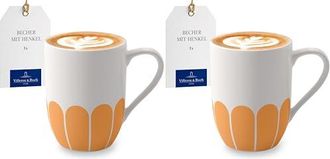 Villeroy & Boch Fleur soleil Henkelbecher gelb, Sp&uuml;lmaschinenfest, Mikrowellensicher, Becher f&uuml;r Kaffee & Hei&szlig;getr&auml;nke, Teetasse, Tasse mit Griff, Kaffeebecher Orange