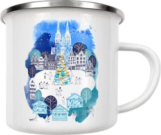 artboxONE Emaille Tasse Merry Christmas Cologne! von Tatiana Davidova - Emaille Becher St&auml;dte/K&ouml;ln