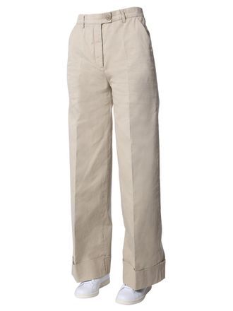 Aspesi Wide-Leg Cotton Trousers - Beige