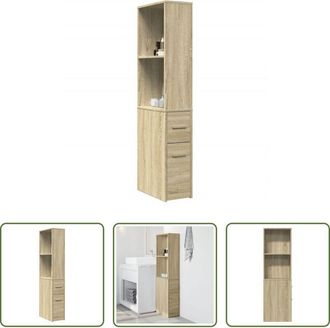 vidaXL Schrank - Badschrank Schmal mit Rollen Sonoma-Eiche Holzwerkstoff