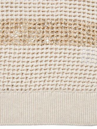 Brunello Cucinelli Lattice Knit Sequin Sweater - Beige