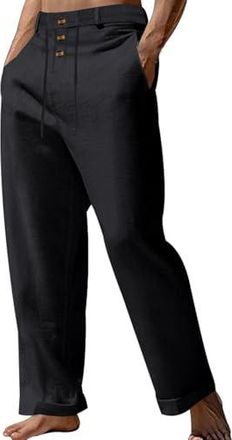 Generic Pantalon Jogging Homme Coton Pantalons de Sport D&eacute;contract&eacute; Pantalon Homme Taille Haute Pantalon Droit Casual pour Plage avec Cordon pour Printemps et