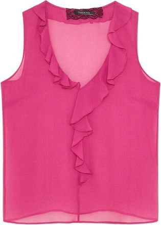 Patrizia Pepe Femme, Tops, Rose, Taille: 44 FR Camicia Top en Georgette