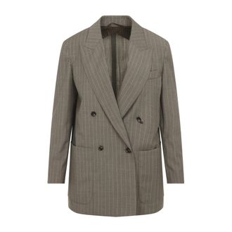 Max Mara Femme, Vestes, Gris, Taille: 40 FR Acciaio Pinstripe Blazer