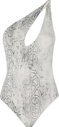 Federica Tosi Femme, Maillots de bain, Blanc, Taille: 38 FR Costume intero cut monospalla stampa pitone