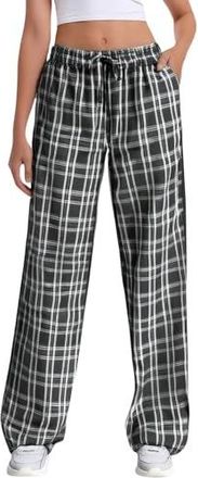 Generic Pantalon imprim&eacute; l&eacute;opard pour femme - Pantalon de pyjama &agrave; jambe large - Cordon de serrage - Coupe classique - Pantalon ample doux - Taille &eacute;lastique 