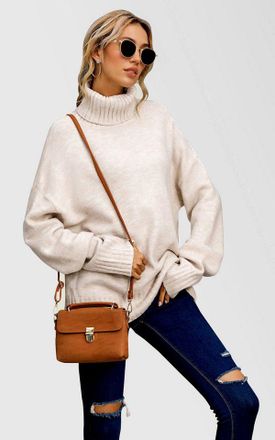 FS Collection Strickpullover Damen Pulloveroberteil - Strickpullover mit Kaschmirgef&uuml;hl, Hoher Hals (Einheitsgr&ouml;&szlig;e: UK 8-16 / EU 36-44, 5 Farben : Creme, Dunkelgr&uuml;n