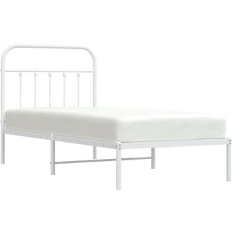 vidaXL Cadre de lit m&eacute;tal avec t&ecirc;te de lit blanc 90x200 cm