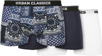Urban Classics Organic Boxer Shorts 3-Pack - Herren Boxershorts aus Bio-Baumwolle mit Elastikbund und Branding, komfortable Passform, Bandana Navy+Navy+White, M