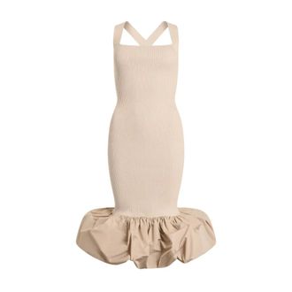 Patou Femme, Robes, Beige, Taille: 36 FR Long Mix Faille Knit Dress