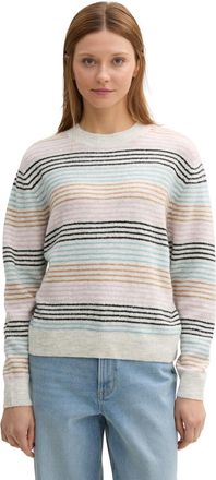 Tom Tailor Damen Strickpullover mit Buntem Streifen-Muster, 36538 - Small Multicolor Stripe, XS