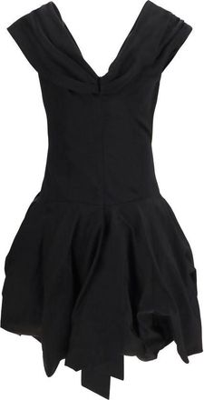 Magda Butrym Draped Shawl Collar Cotton-Silk Dress - Black