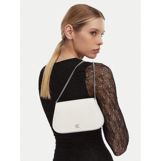 Calvin Klein Handtasche Calvin Klein Ck Curved Wallet On Chain LV04F1153G Wei&szlig;