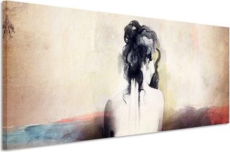 Paul Sinus Art 150x50cm Leinwandbild auf Keilrahmen Malerei Wasserfarben Frau Rücken abstrakt Wandbild auf Leinwand als Panorama