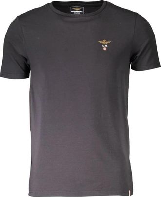 Aeronautica Schwarzes Baumwoll-Logo-T-Shirt - - Tops - Herren - Schwarzk - M