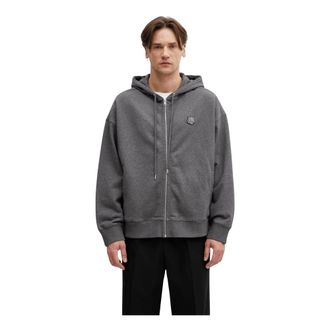 Maison Kitsun&eacute; Fox Head Patch Oversize Fullzip Hoodie - - Sweatshirts & Hoodies - Herren - Grau - XL