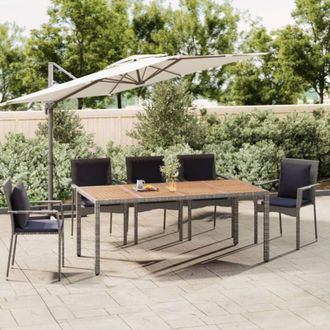 vidaXL Vidaxl - Table de jardin et dessus en bois Gris R&eacute;sine tress&eacute;e et acacia