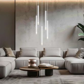 Globo Lighting H&auml;ngelampe Esstischleuchte Pendellampe 5 flammig Wohnzimmerlampe wei&szlig; h 120 cm