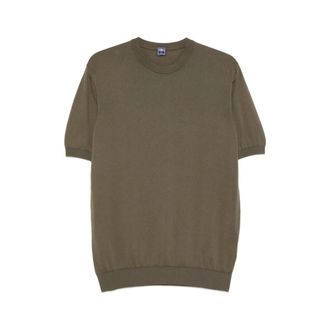 Fedeli T-Shirt mit geripptem Saum und Rundhalsausschnitt - - Tops - Herren - Gr&uuml;n - 4XL