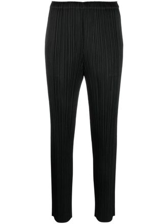 Pleats Please Issey Miyake pantalon fuselé court à design plissé - Noir