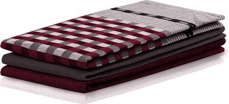Decoking 3er Set Küchentücher 50x70 cm mit Aufhänger 100% Baumwolle Burgunderrot Rot Schwarz hochwertige Geschirrtücher Louie