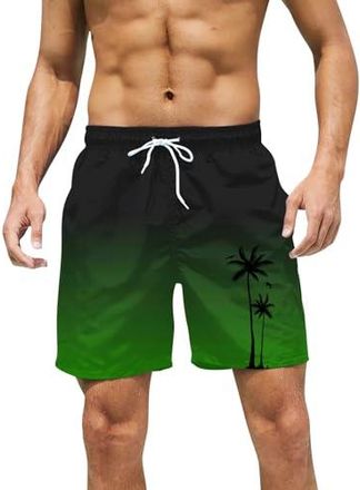 Generic Short de bain pour homme avec poches - S&eacute;chage rapide - Taille haute - R&eacute;glable, Vert, XXL