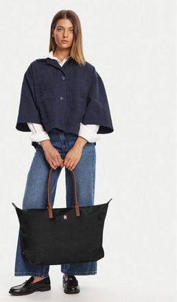 Tommy Hilfiger Handtasche Popette Maxi Tote AW0AW17996 Schwarz