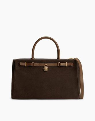 Tommy Hilfiger The American Icon - Cabas en daim - Marron fonc&eacute;