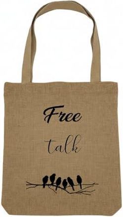 Fabulous Sac Shopping Tote Bag Aspect Lin - Free Talk Petits Oiseaux sur une Branche - Sac de Courses Toile Epaisse 360g Beige Naturel Cabas Port&eacute; Epaule Solid