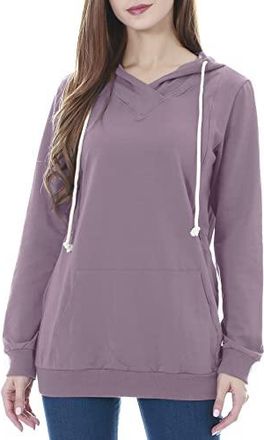 Smallshow Sweat à Capuche dallaitement Maternité Femme, Sweat-Shirt dallaitement à Manches Longues Misty Lilac XL