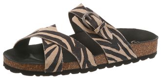 Verbenas Pantolette VERBENAS RUBI ZEBRA, Damen, Gr. 39, beige (zebraoptik), Veloursleder, Schuhe Pantolette, Sommerschuh, Strandschuh, Hausschuh mit verstellba