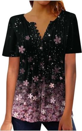 Generic Femme Tee Shirt Coton Loisirs Blanc T-Shirt Tops Manches 3/4 D&eacute;t&eacute; L&acirc;che De Base T-Shirt Grande Taille Confortable Col en V Top Tunique &Agrave; Manches 3/4 D