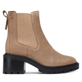 Tommy Hilfiger Stiefeletten Tommy Hilfiger Th Nubuck Chelsea Cleated Heel FW0FW09158 Beige