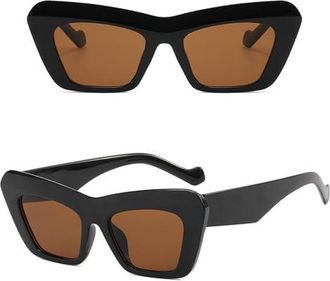 Generic Lunettes de soleil pour homme pour femme en forme doeil de chat - Lunettes de soleil tendance pour femme - Protection UV - Thé noir 2026