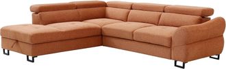 Vente-Unique Ecksofa mit Schlaffunktion - Ecke Links - Strukturstoff Terracotta - VAVERDO