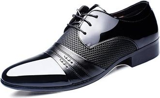 Generic Chaussures habillées for Hommes à Lacets en Cuir PU à Bout renforcé, Chaussures Derby Patchwork, Semelle en Caoutchouc, antidérapantes, Basses, for so