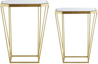 Beliani Beliani - Lot de 2 Tables Basses Bouts de Canapés Design en Métal Doré avec Plateaux en Miroir Parfaits pour un Salon au Style Glamour Tendance