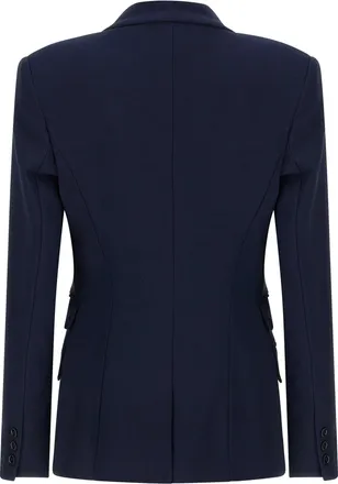 Elisabetta Franchi Light Cr&ecirc;pe Peak-Lapel Blazer - navy