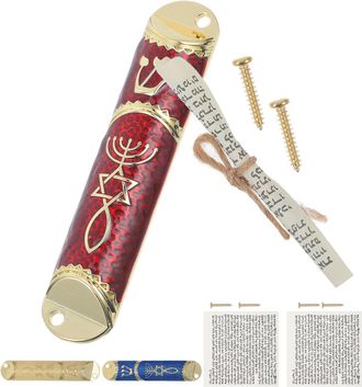 BESPORTBLE 3 St&uuml;ck Metall T&uuml;rrollen mit Koscherer Schriftrolle und Davidstern Bemalte J&uuml;dische T&uuml;rsegen etuis f&uuml;r T&uuml;rrahmen Schutzboxen f&uuml;r Wohn und Feiertagsdek