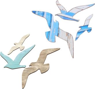 FOMIYES Wandbild Holz M&ouml;wen 6 St&uuml;ck Mediterrane K&uuml;stenm&ouml;wen Wanddekoration f&uuml;r Wohnzimmer Schlafzimmer Esszimmer Strandzimmer