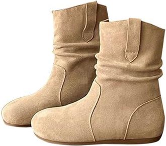 Generic Tongs de couleur unie pour femme, bottes dhiver chaudes en coton doubl&eacute;es de polaire, chaussures d&eacute;contract&eacute;es &agrave; enfiler avec semelle souple, pantoufl