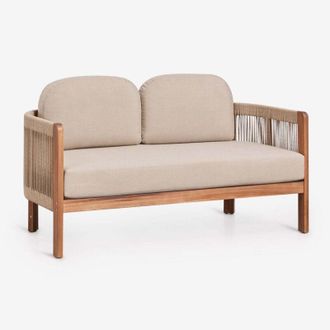 Sklum 2-Sitzer Garten-Sofa aus Akazienholz und geflochtener Seil Serel Akazie Braun