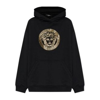 Versace Femme, Sweatshirts et sweats &agrave; capuche, Noir, Taille: 36 FR Sweat &agrave; capuche oversize