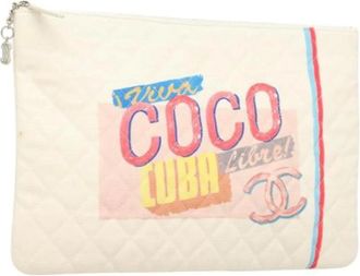 Chanel Pre-owned Toile pochettes-minaudieres - Femme - Pre-owned - Blanc - Taille: ONE Size