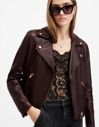 AllSaints Dalby - Blouson style motard - Rouge bordeaux