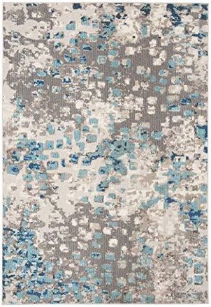 Safavieh Madison MAD425 Tapis dintérieur Moderne Chic et tissé pour Salon, Chambre à Coucher ou Tout Espace intérieur Gris/Bleu 61 x 91 cm
