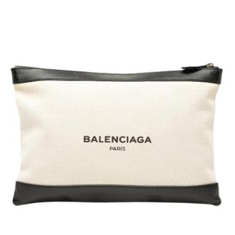 Balenciaga Pre-owned Navy Clip Clutch - - Pre-owned - Damen - Beige - ONE SIZE